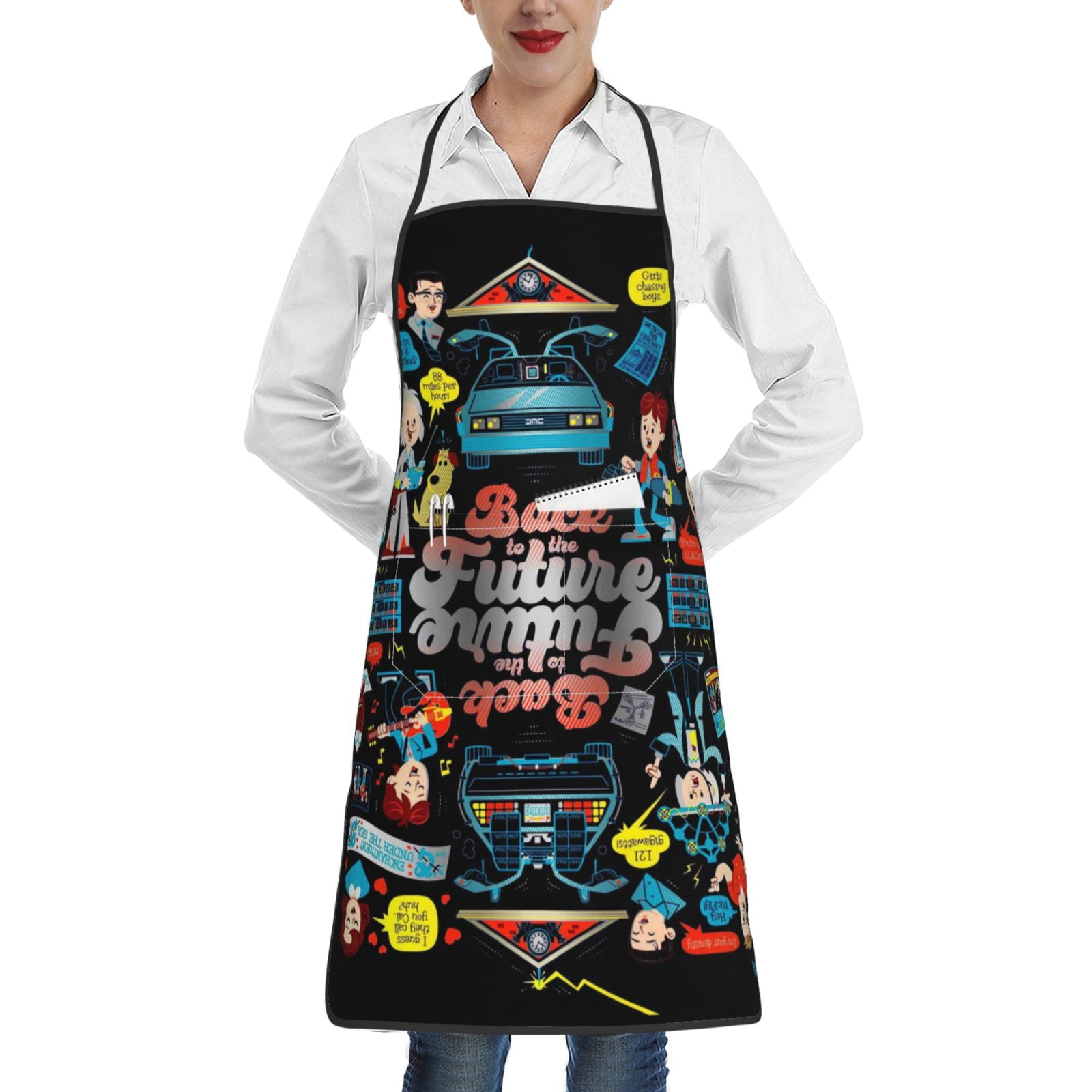 Back T0 Movie Future Apron With 2 Pockets For Cooking Baking Painting ...