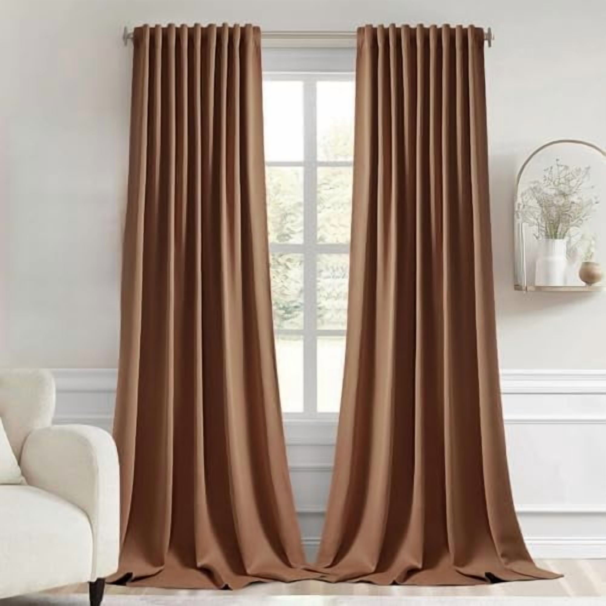 Back Tab Blackout Curtains 96 Inch Long 2 Panels Set for Living Room ...