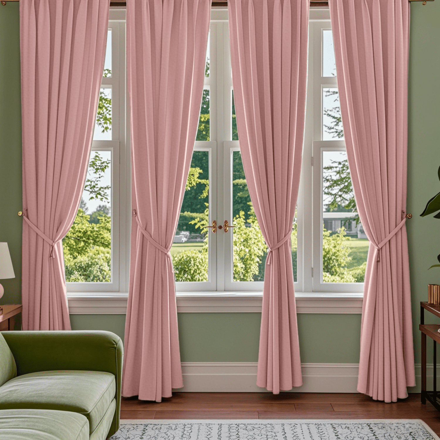 Back Tab Curtains, 4-Panel Set Rod Pocket & Pinch Pleat Design Light ...