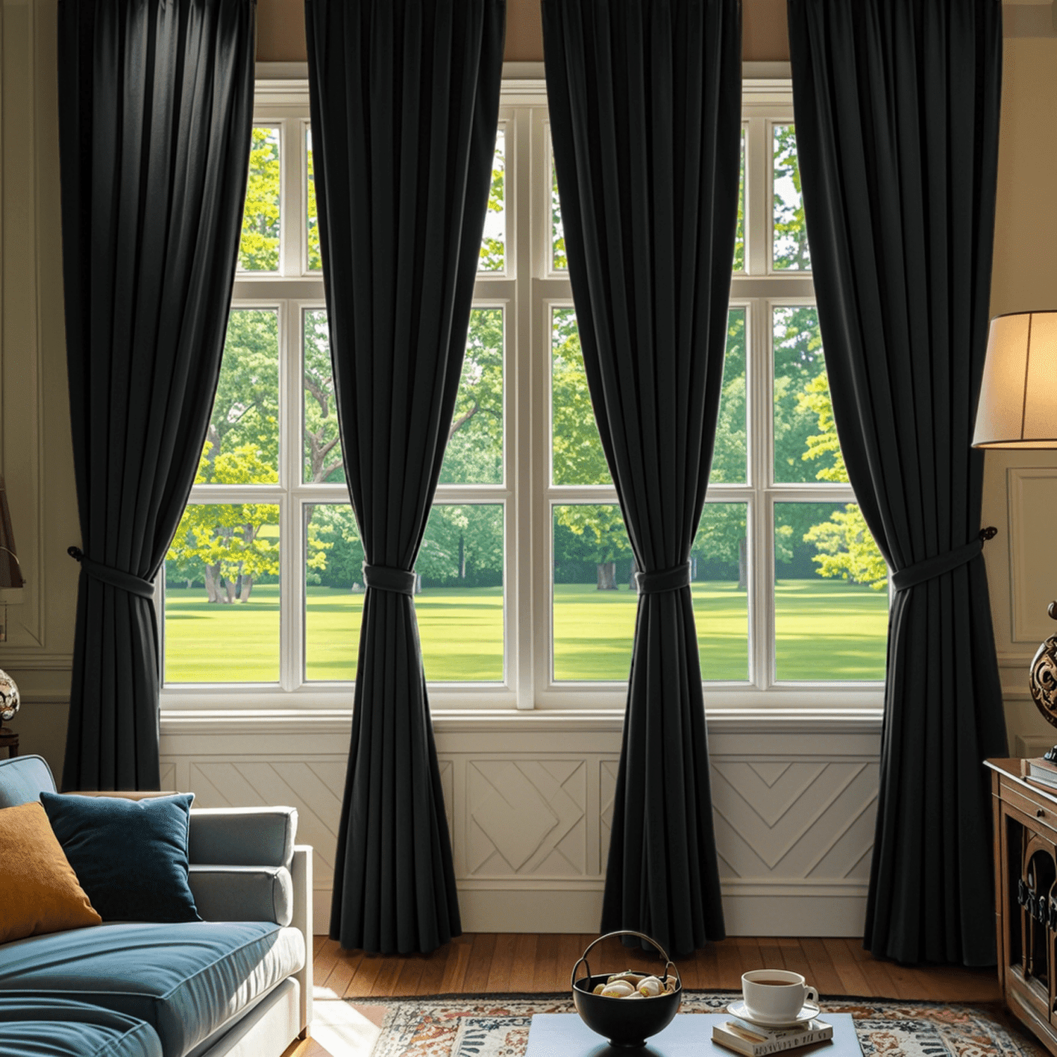Back Tab Curtains, 4-Panel Set Rod Pocket & Pinch Pleat Design Light ...