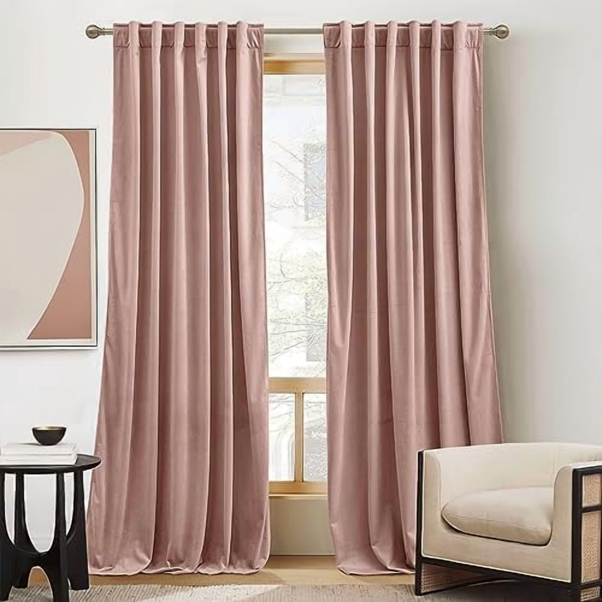Back Tab Velvet Curtains, Thermal Insulated Privacy Protect Decorative ...
