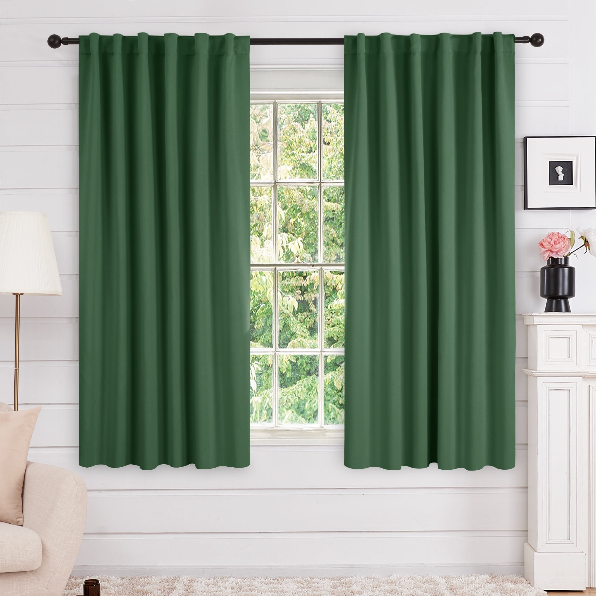 Back Tab and Rod Pocket Curtains 2 Panles Thermal Insulated Blackout ...