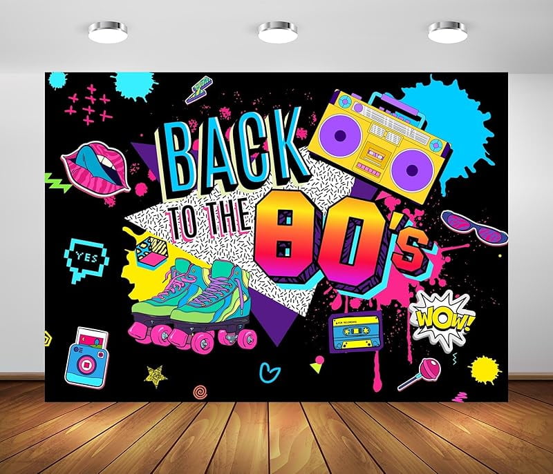 Back to The 80's Backdrop Hip Hop Rock Disco Music 80's Party ...