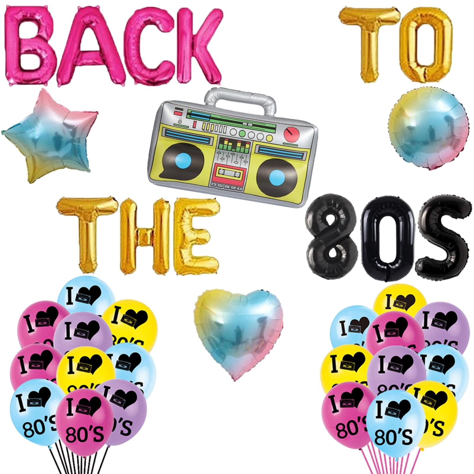 Back to The 80's Balloons Retro Radio 80s Party Banner Throwback 80's ...