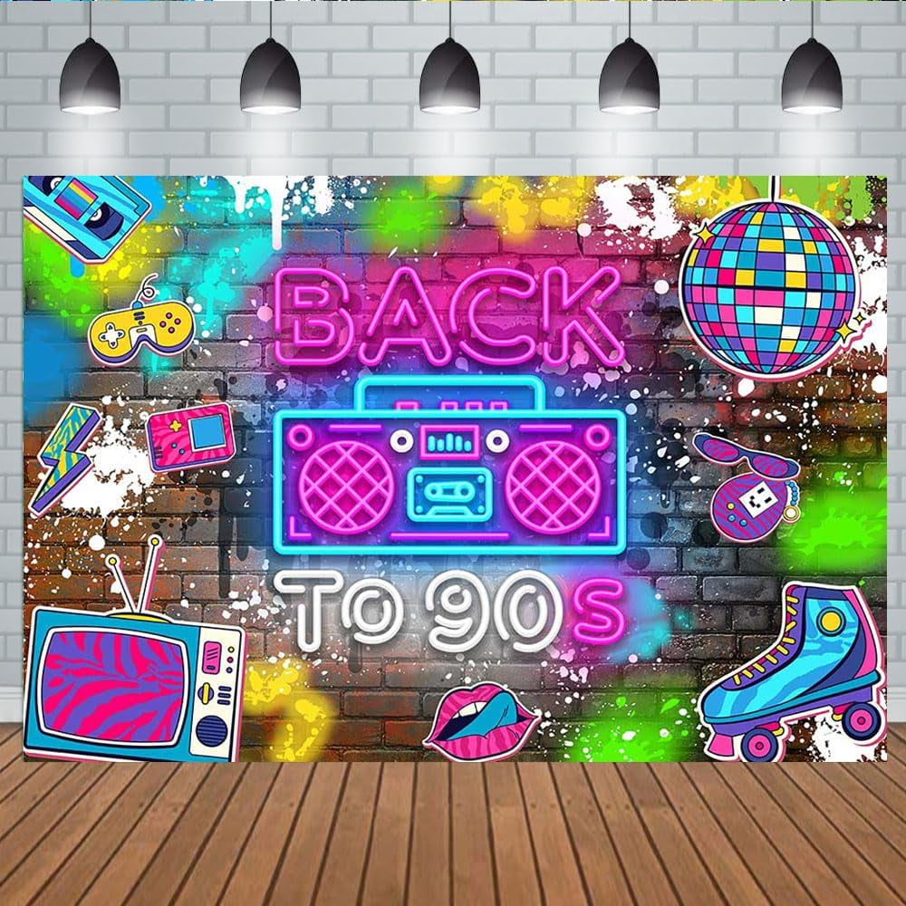Back to The 90s Backdrop for Party Decorations 90s Retro Hanging Banner ...