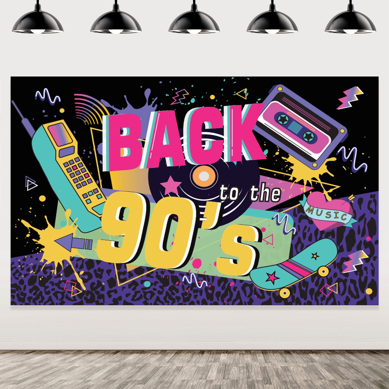 Back to The 90s Backdrop, 90s Retro Hanging Banner Background for ...