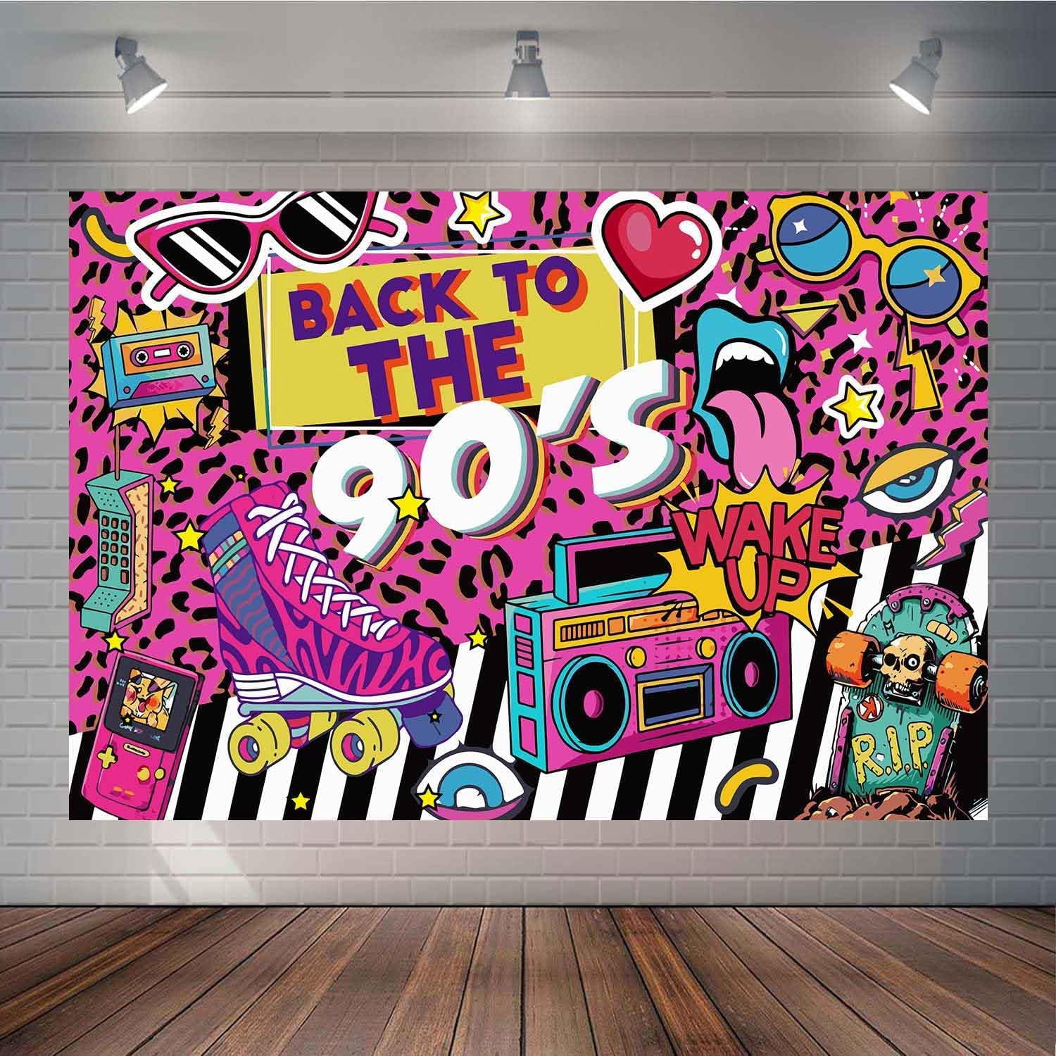 Back to The 90s Background Hip Pop 90's Birthday Wall Retro Radio ...