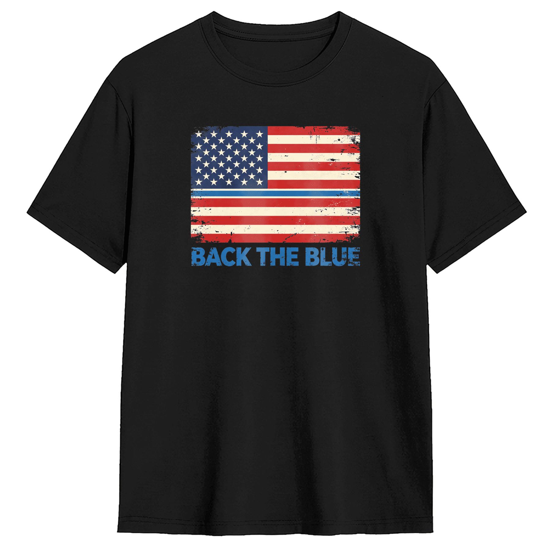 Back The Blue American Flag Cool Graphic Tee for Men, Fun Veteran ...