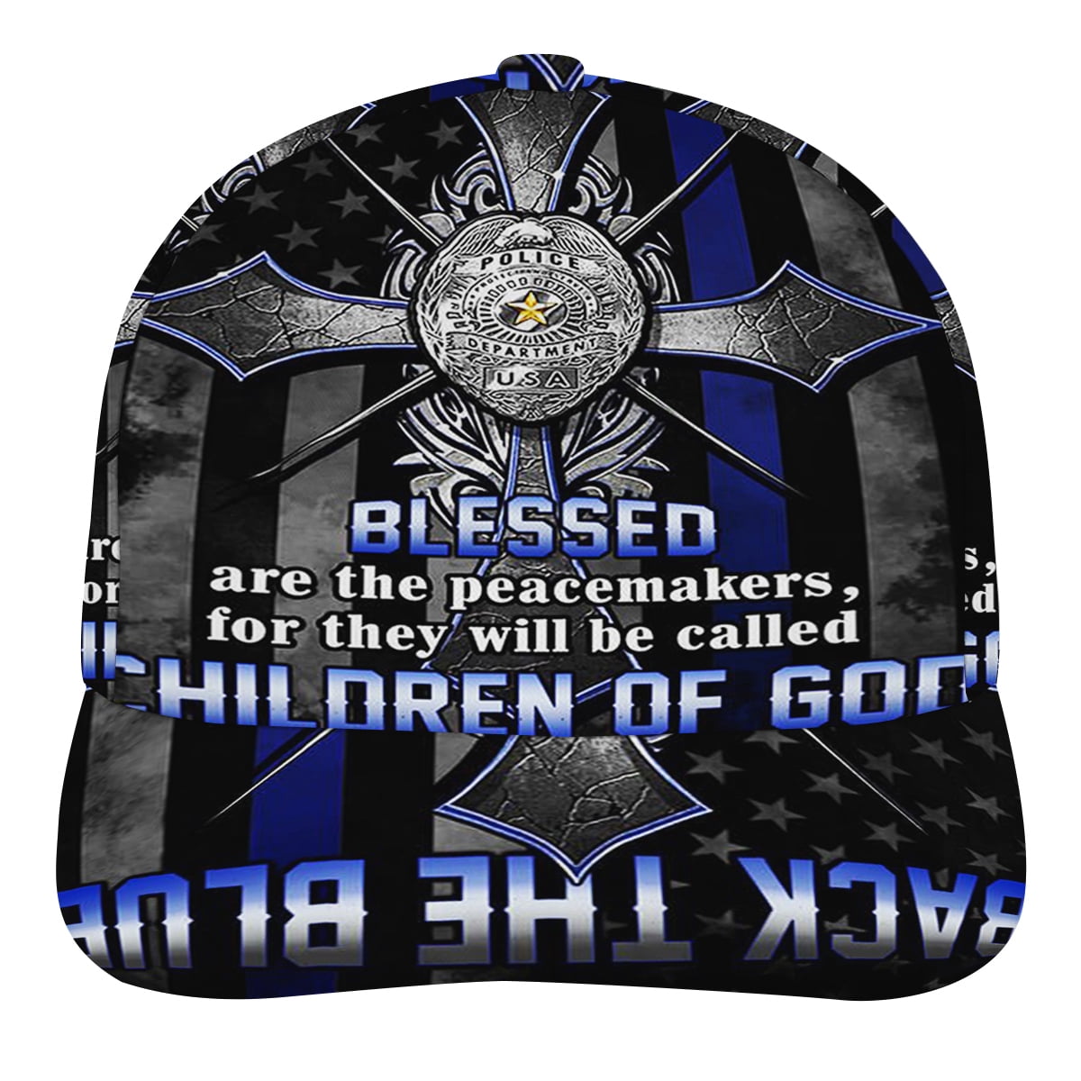 Back The Blue Police Officer American flag US baseball cap hat ...