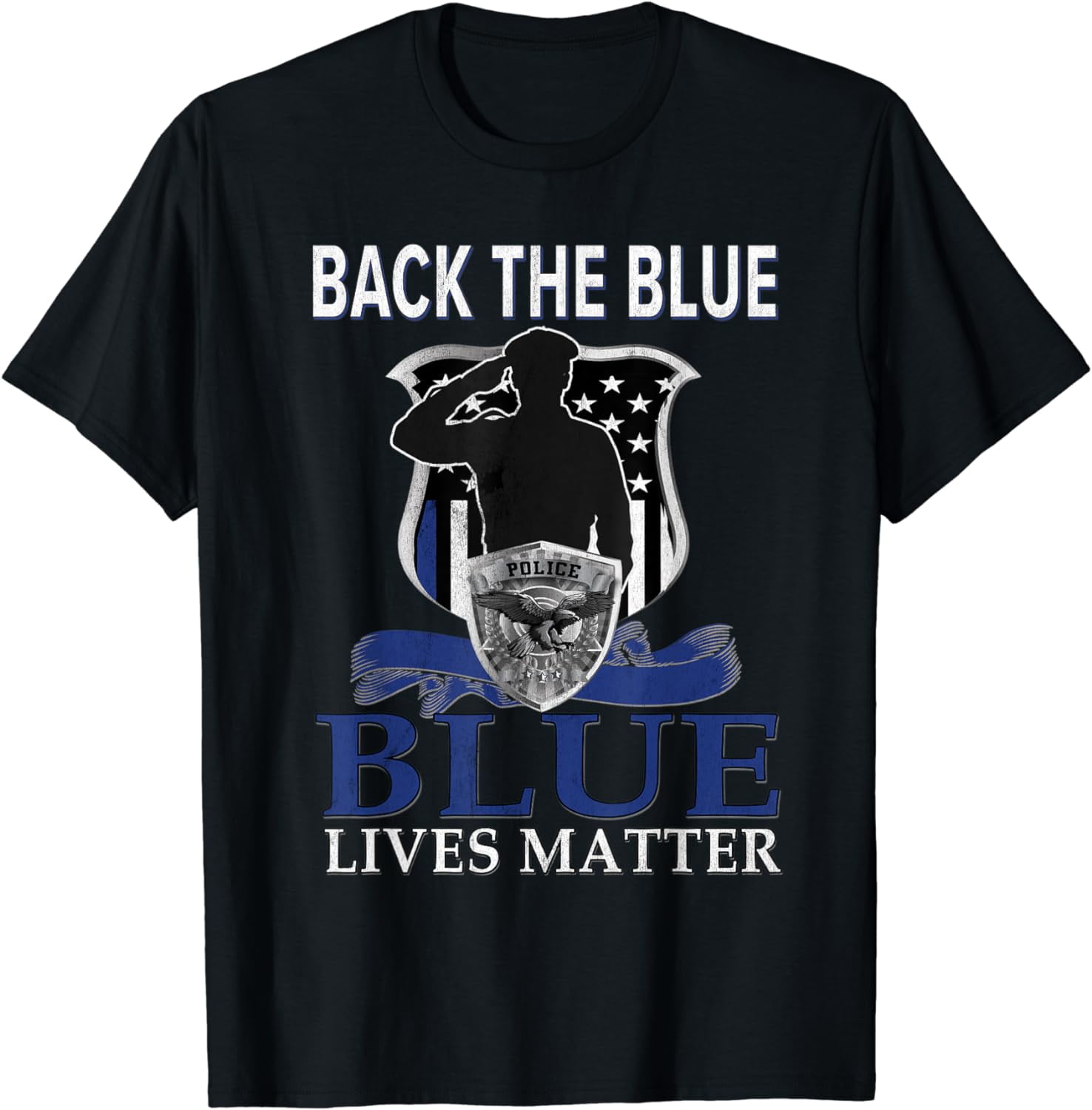 Back The Blue Support Thin Blue Line US Flag Police Officers T-Shirt ...