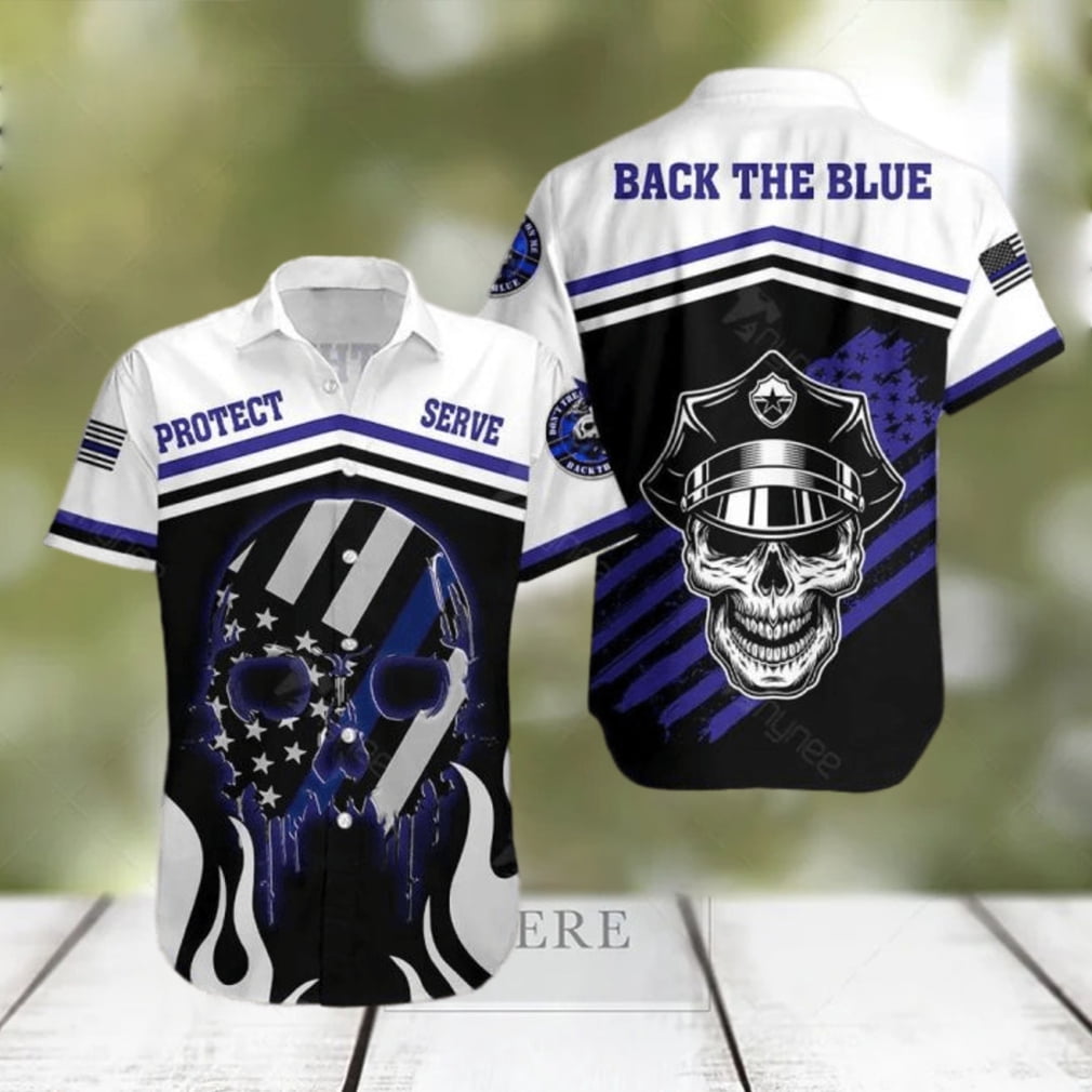 Back The Blue The Police Skull Hawaiian Shirt For Men And Women ...
