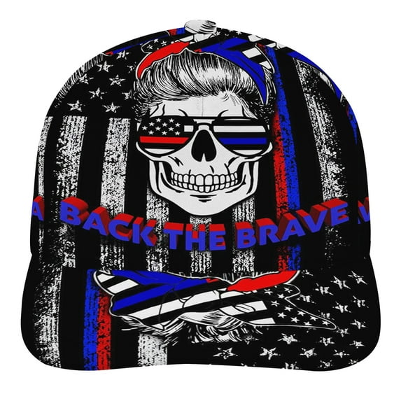 Back The Brave Thin Red and Blue Line baseball cap hat - Walmart.com