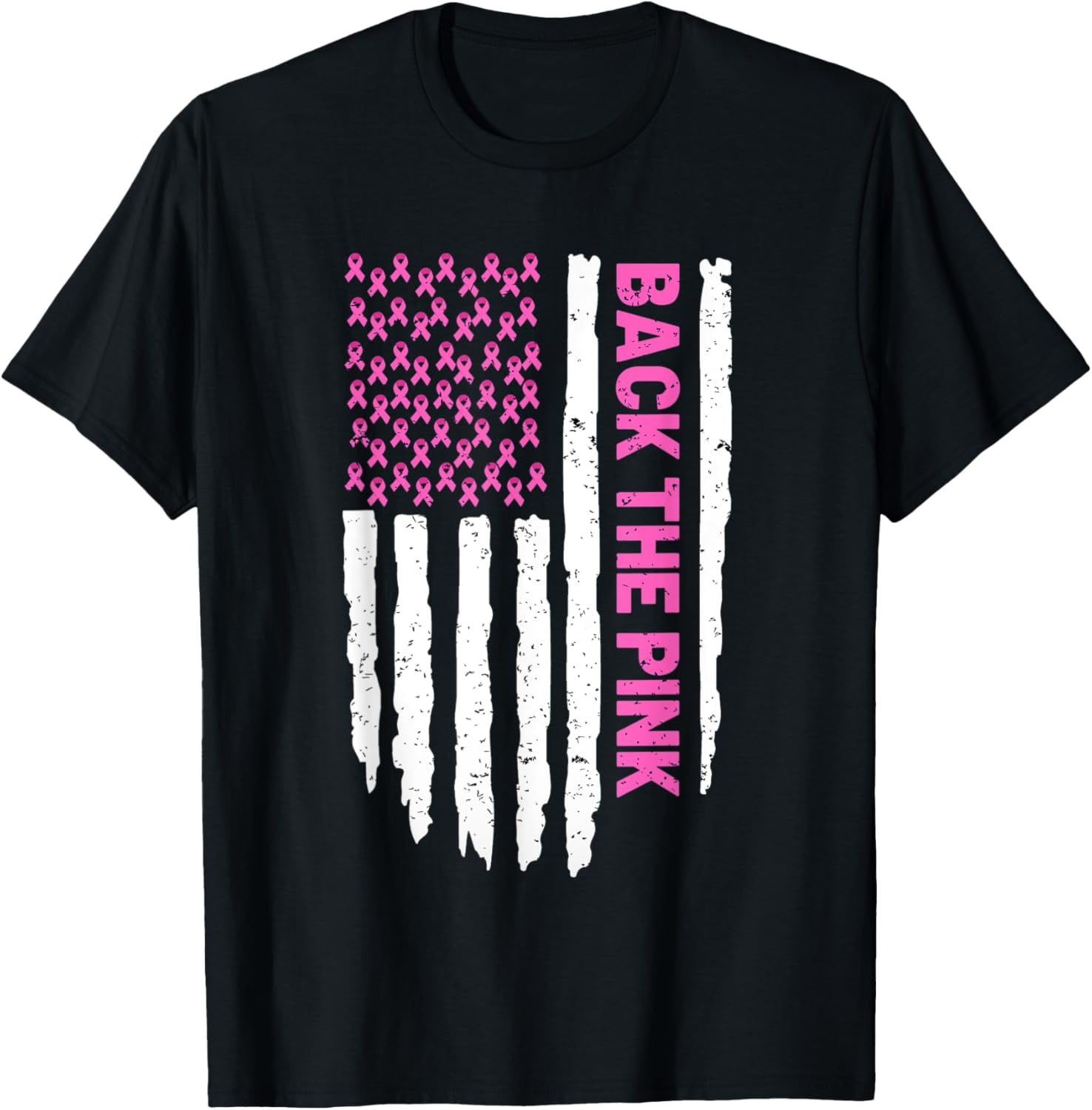 Back The Pink Breast Cancer Awareness Flag Pink Ribbon USA T-Shirt ...