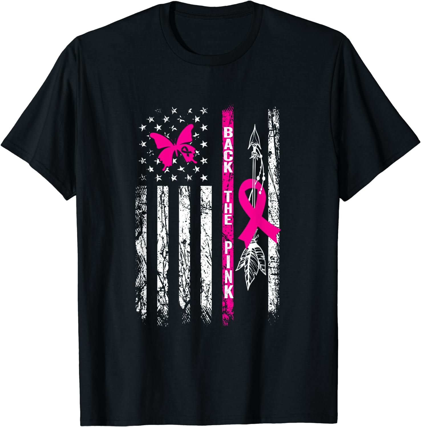 Back The Pink Breast Cancer Awareness Flag Toddler Women Men T-Shirt ...