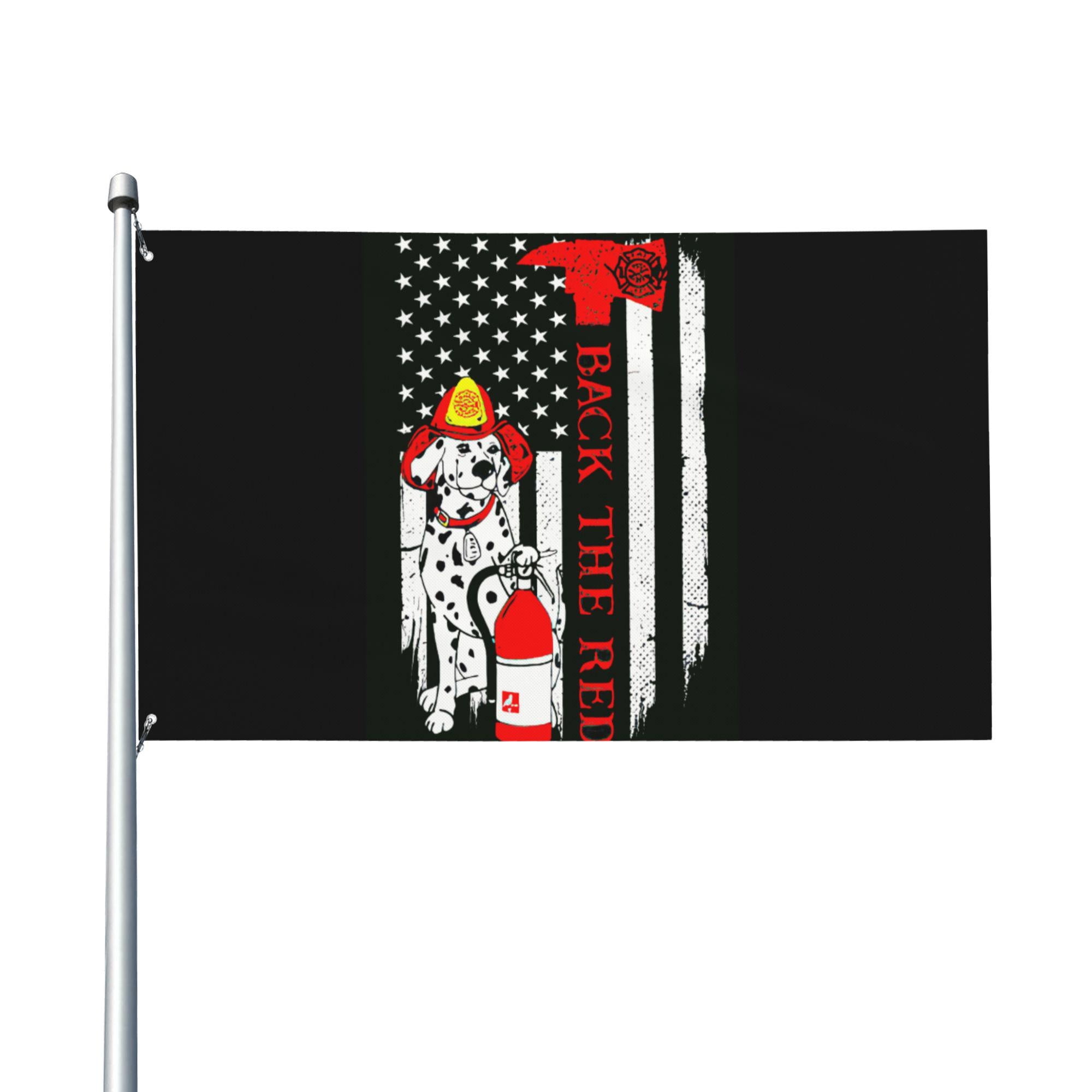 Back The Red Dalmatian Fire Fight Flags Garden Home Flag House Flags ...