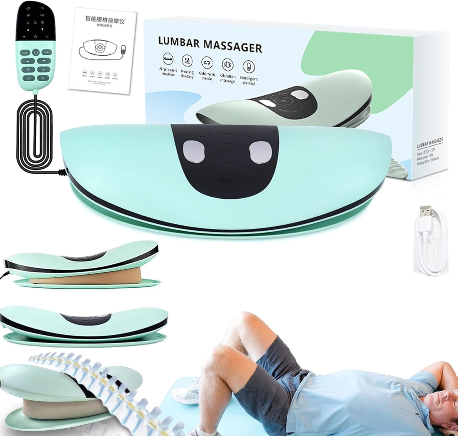 Back Therapy - Electric Heated Lumbar Massager - Lumbar Traction ...