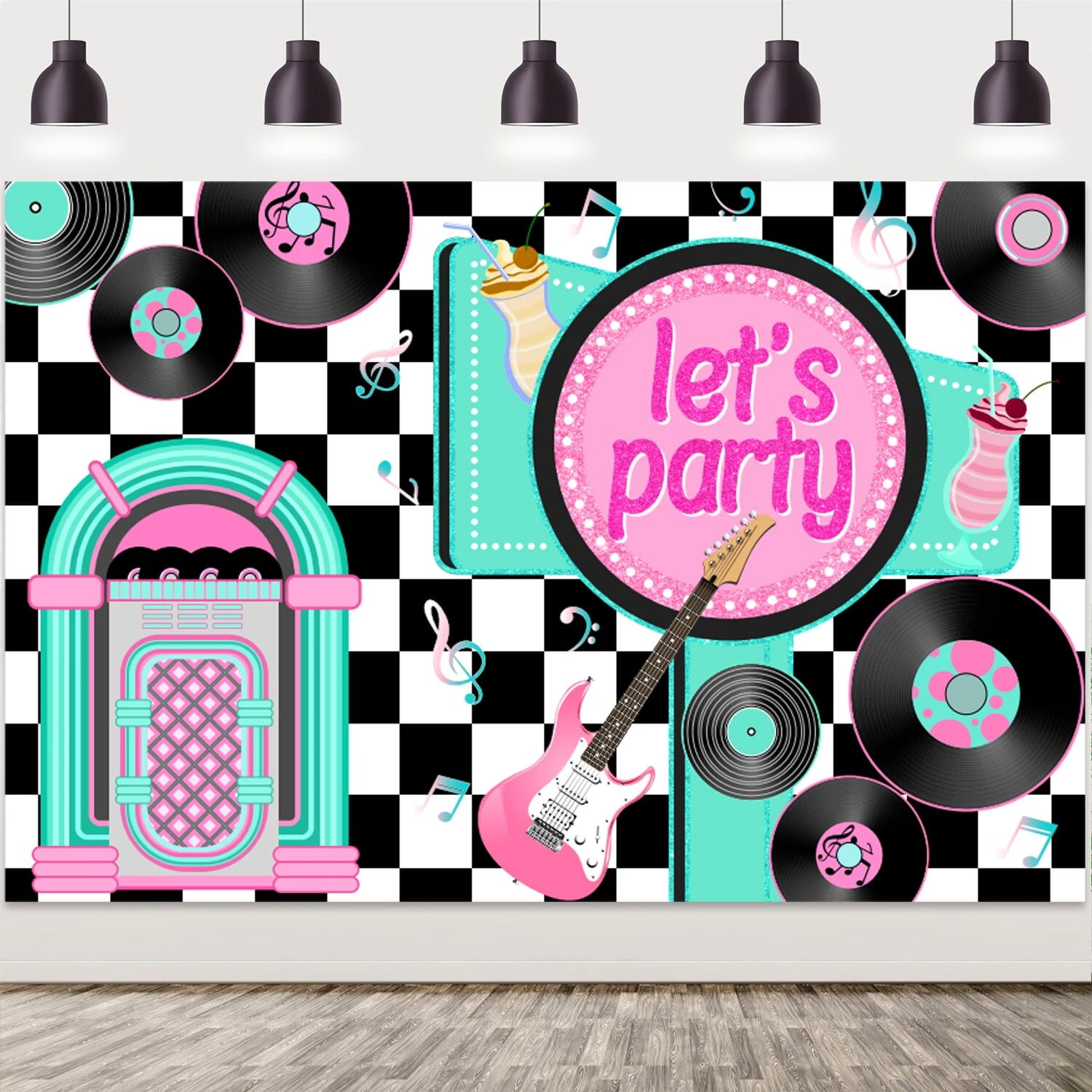 Back To 50s Backdrop for Birthday Rock Roll Party, 1950s 50's 60's ...