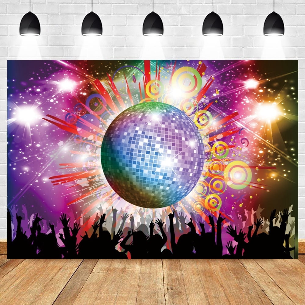 Back To 80's 90's Photography Backdrop Hip Hop Disco Music Ball Stage ...