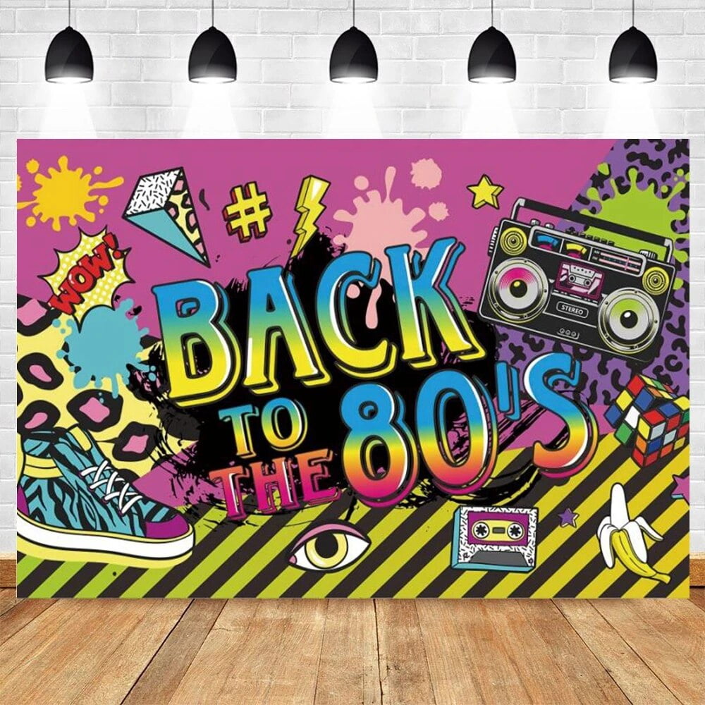 Back To 80's 90's Photography Backdrop Hip Hop Disco Music Ball Stage ...