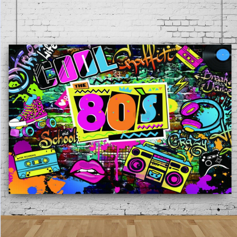 Back To 80's Theme Party Decoration 80's Party Banner Music Disco ...