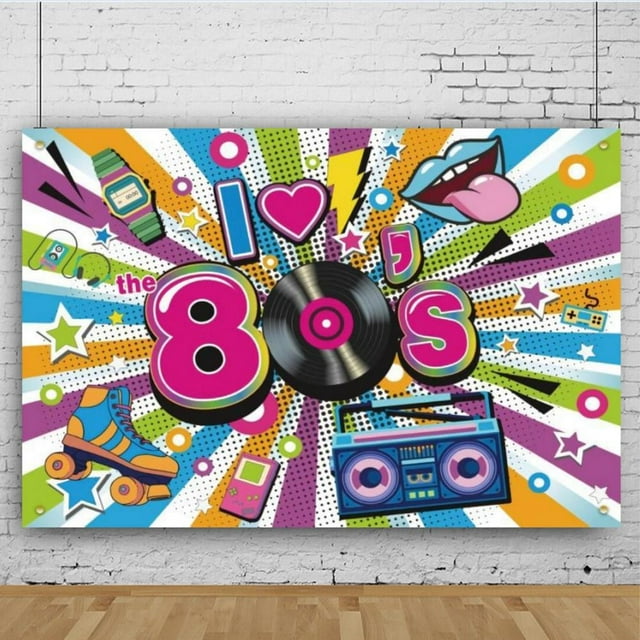 Back To 80's Theme Party Decoration 80's Party Banner Music Disco ...