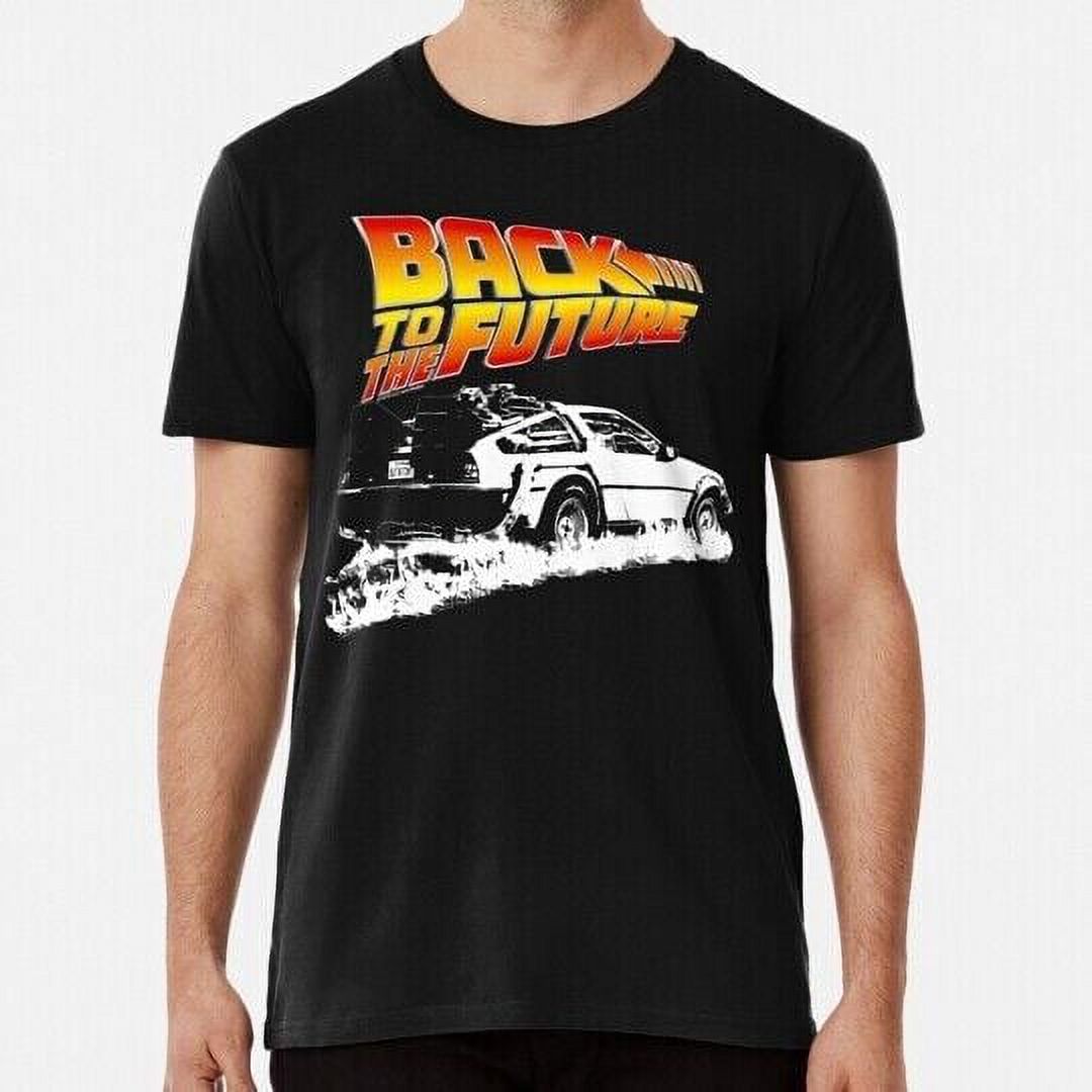 Back To Future Delorean Fire Tracks White Stencil Fan Art S-5XL USA ...