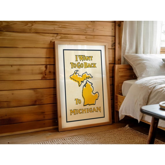Back To Michigan Retro Wall Art, Unframed Canvas Size 12x18 - Walmart.com