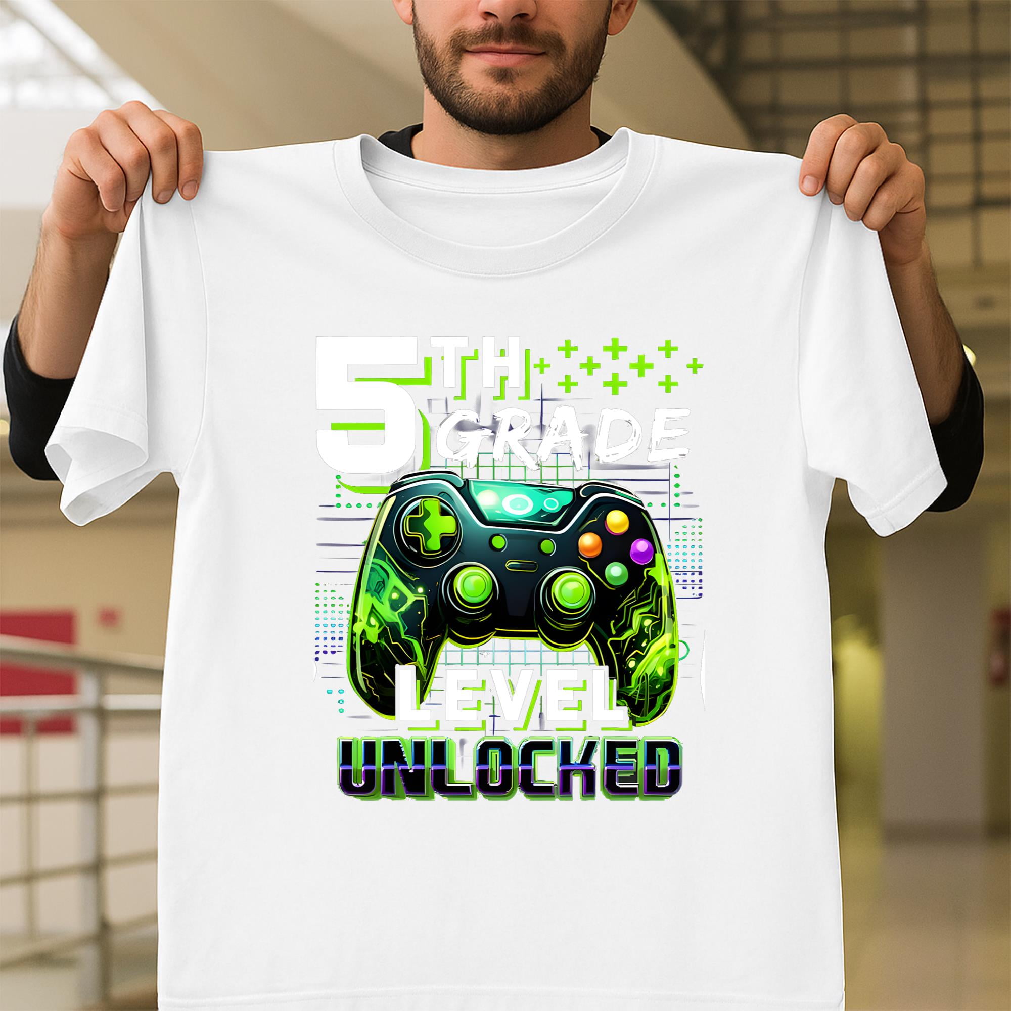 Back To School 5th Grade Boys Gamer Level Unlocked Unisex T-Shirt ...