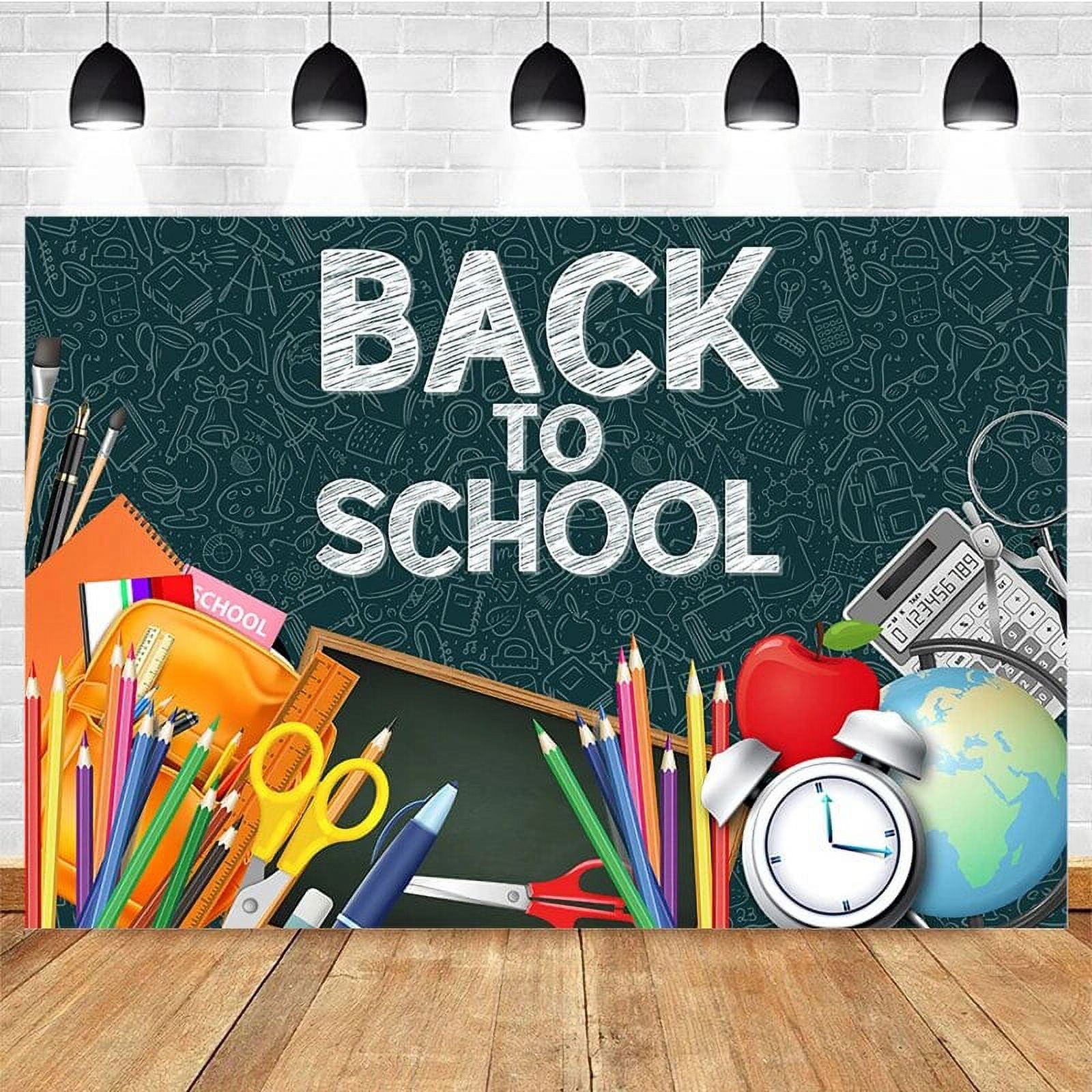 Back To School Background Blackboard Book Crayons Photo Backdrop ...