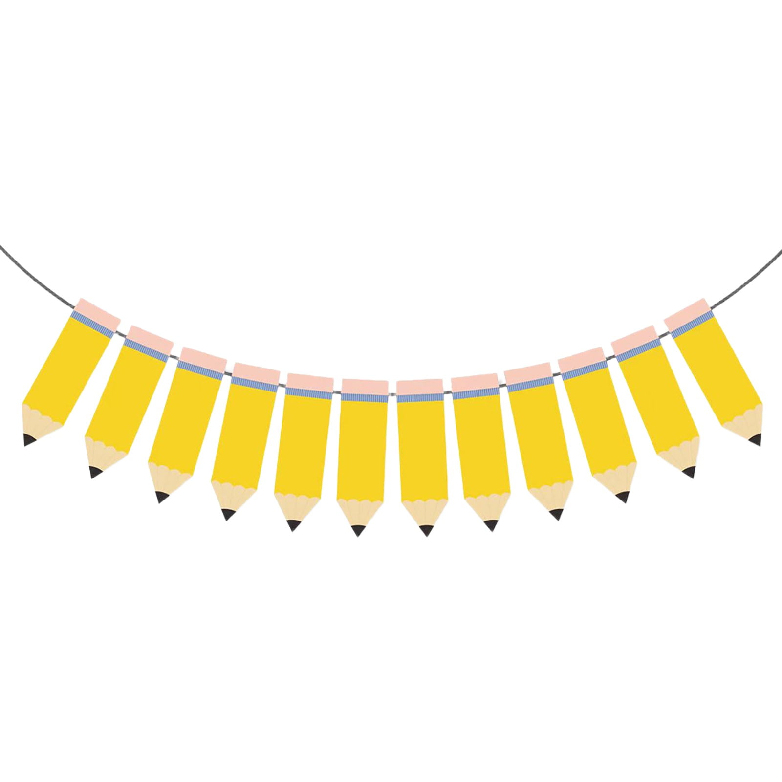 Back To School Banner Pencil Shaped Classroom Decoration With Apple ...