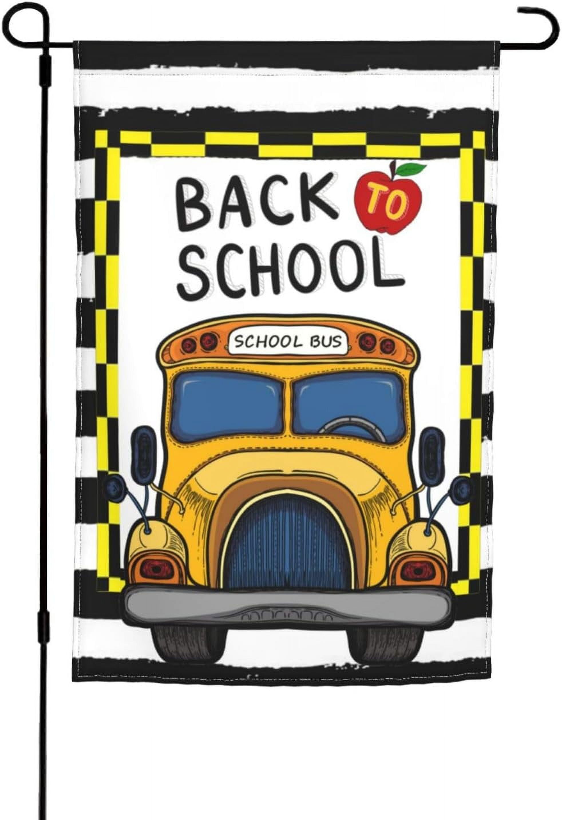 Back To School Bus Garden Flag Double Sided Vertical Decoration Yard ...