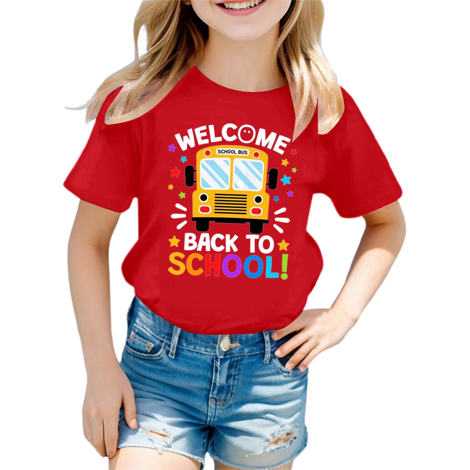 Back To School Clothes for Teen Girls Round Neck Short Sleeve Tee for ...