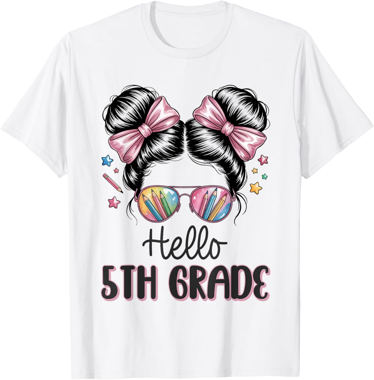 Back To School Coquette Bow Teacher Hello Fifth Grade Girls T-Shirt ...