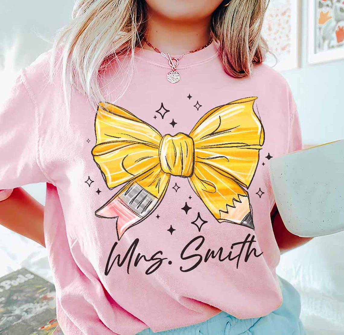 Back To School Coquette, Teacher Pencil Coquette, Hand Drawn Pencil Bow ...