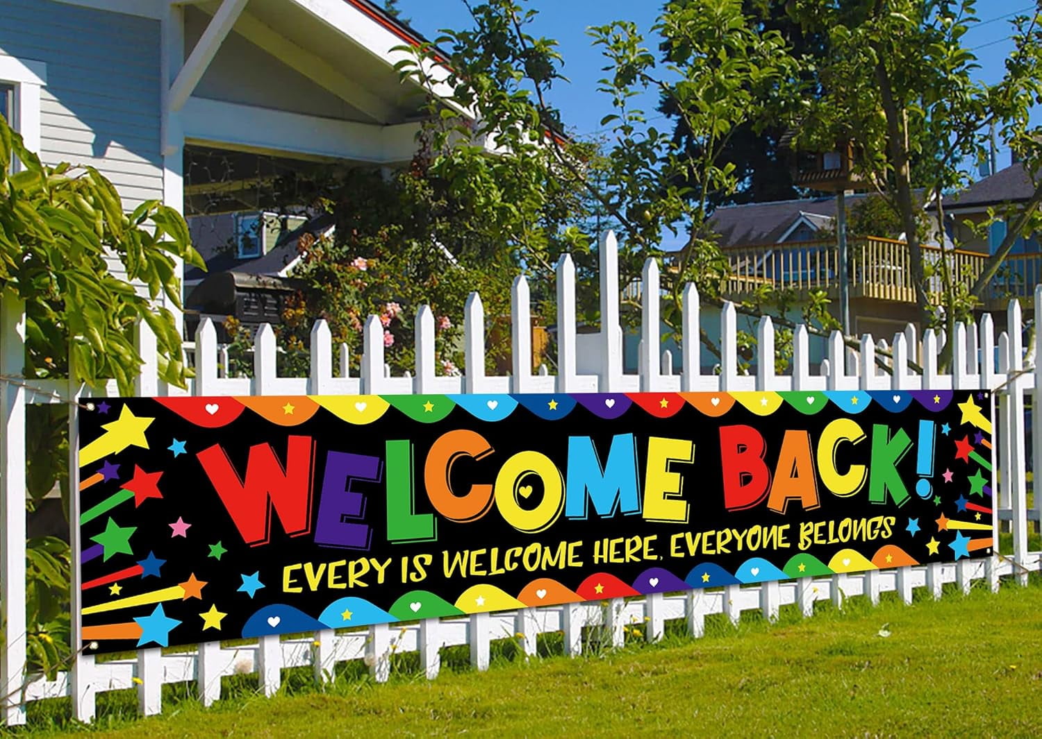 Back To School Decorations First Day of School Fence Banner Welcome ...