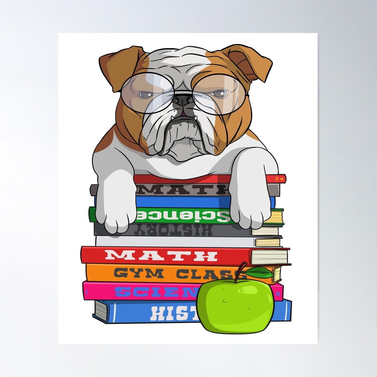 Back To School English Bulldog Poster Wall Art, Modern Wall Decor For ...
