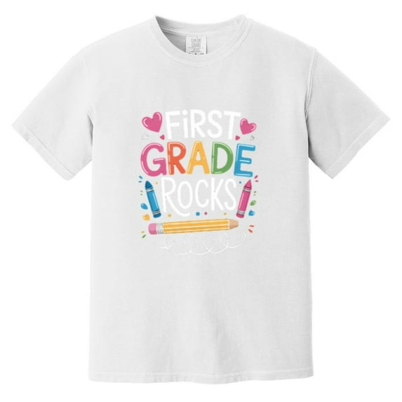 Back To School First Grade Rocks Funny 1st Grade Teacher Comfort Color ...