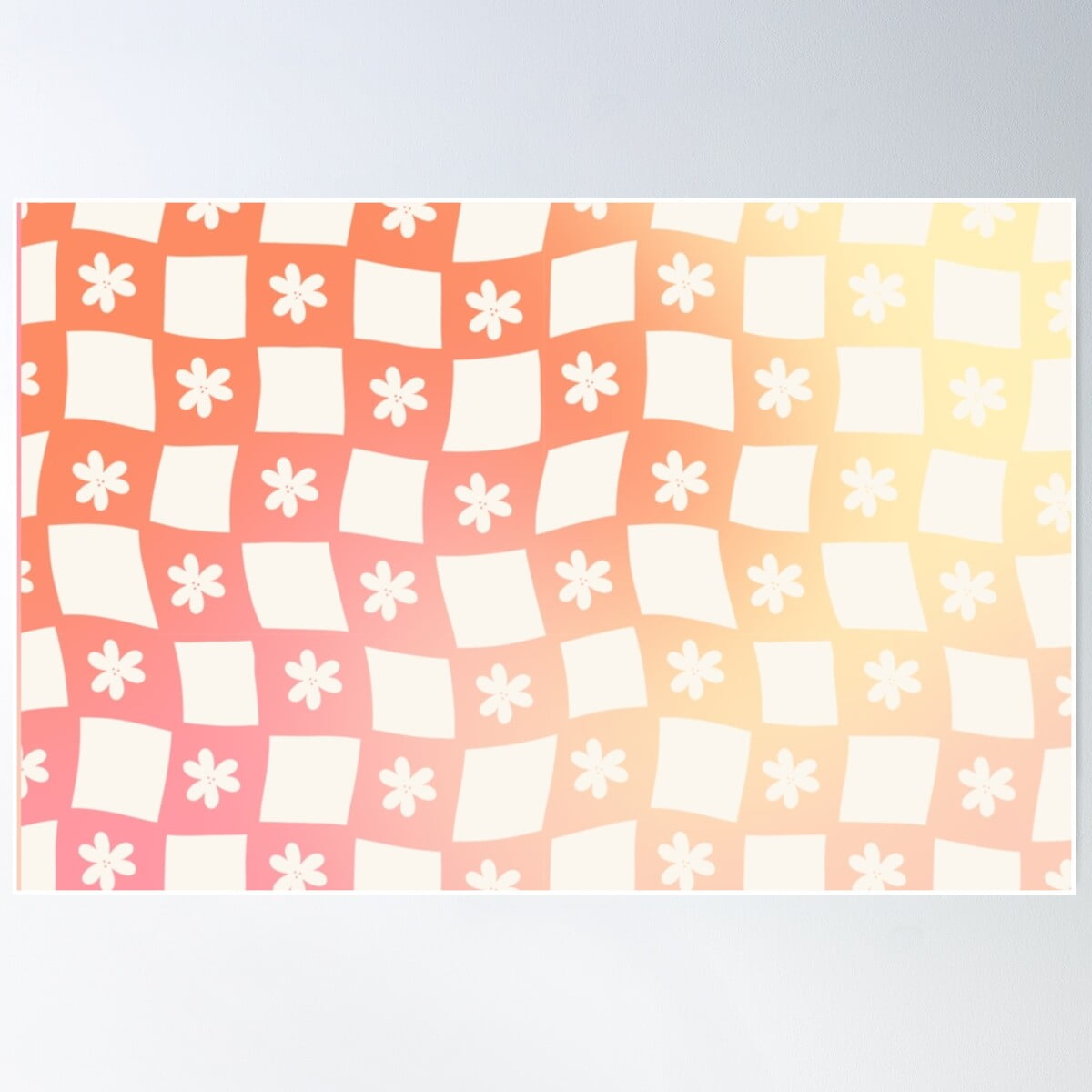 Back To School Floral Checkerboard Gradient Pattern Poster Wall Art ...