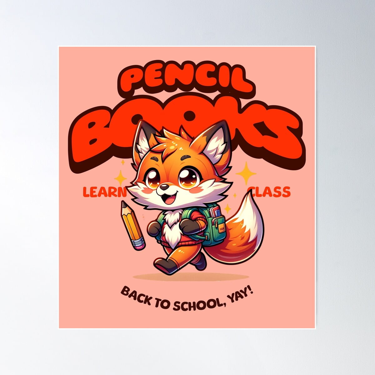 Back To School Fox Poster Wall Art, Modern Wall Decor For Living Room ...