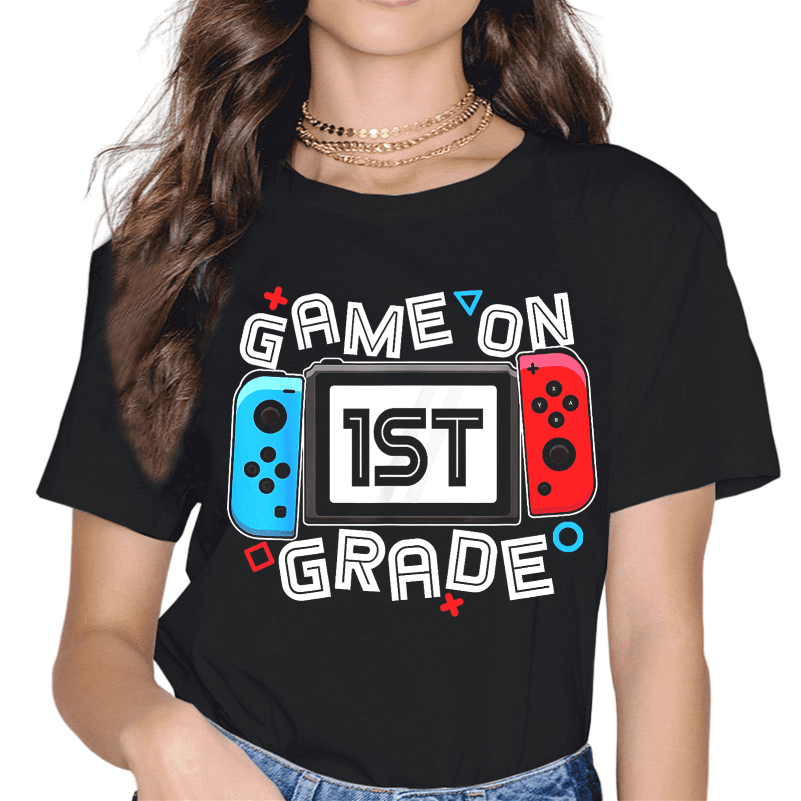 Back To School Game On 1st Grade Funny Gamer Kids Boys T-Shirt Black ...