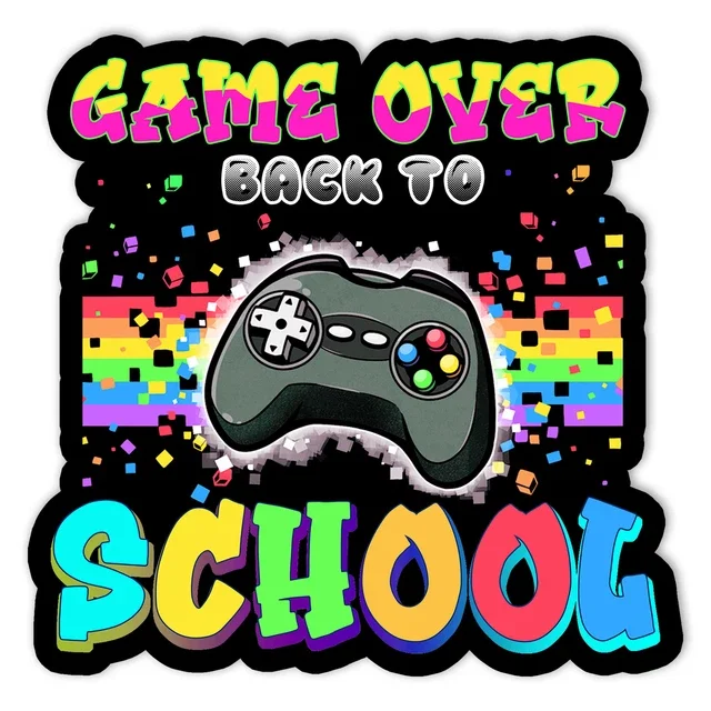 Back To School Game Over First Day School Gaming Sticker Phone Decal ...