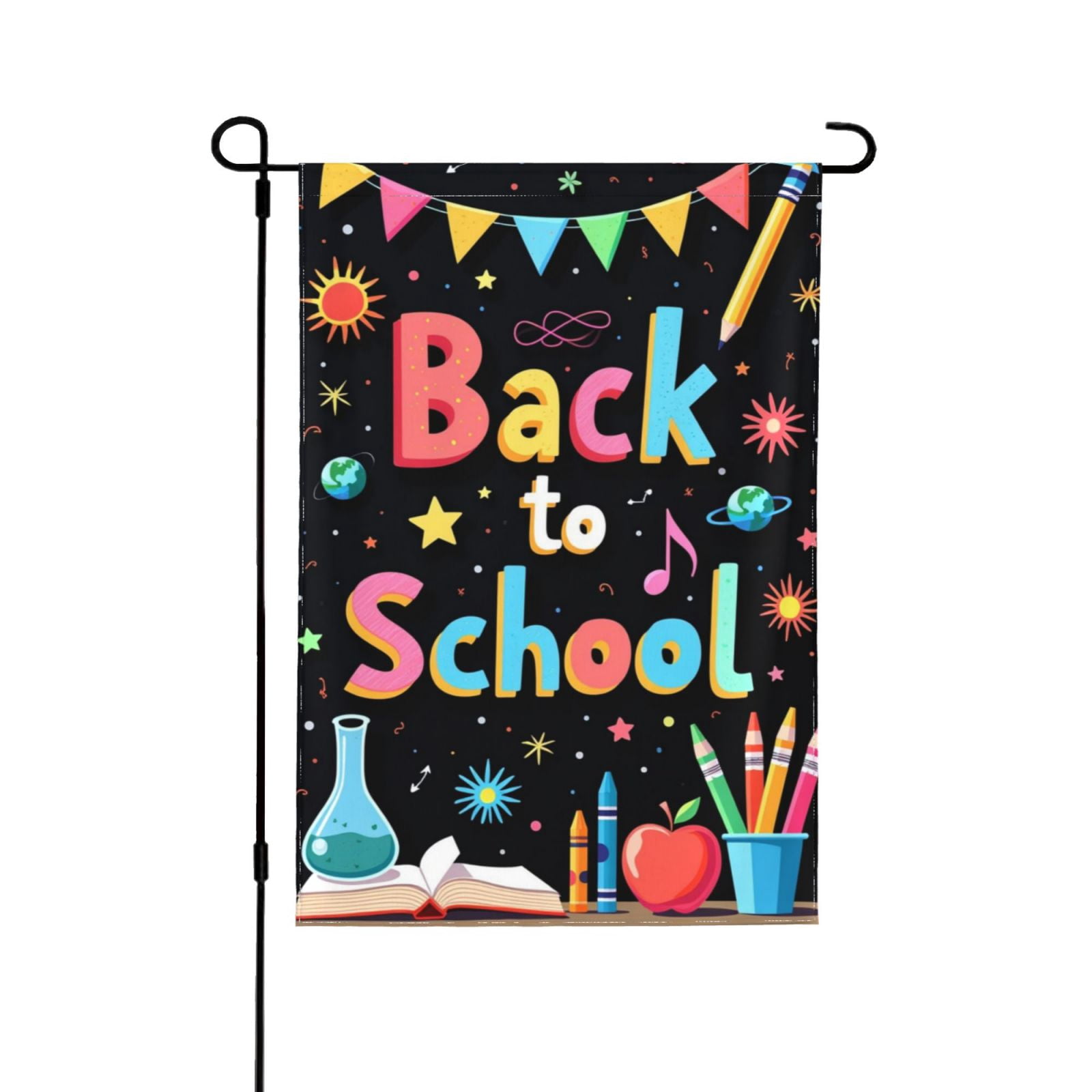 Back To School Garden Flag 12x18 Inch Double Sided – Colorful Bunting ...