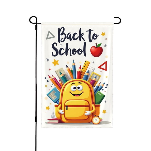 Back To School Garden Flag 12x18 Inch Double Sided Cute Backpack ...