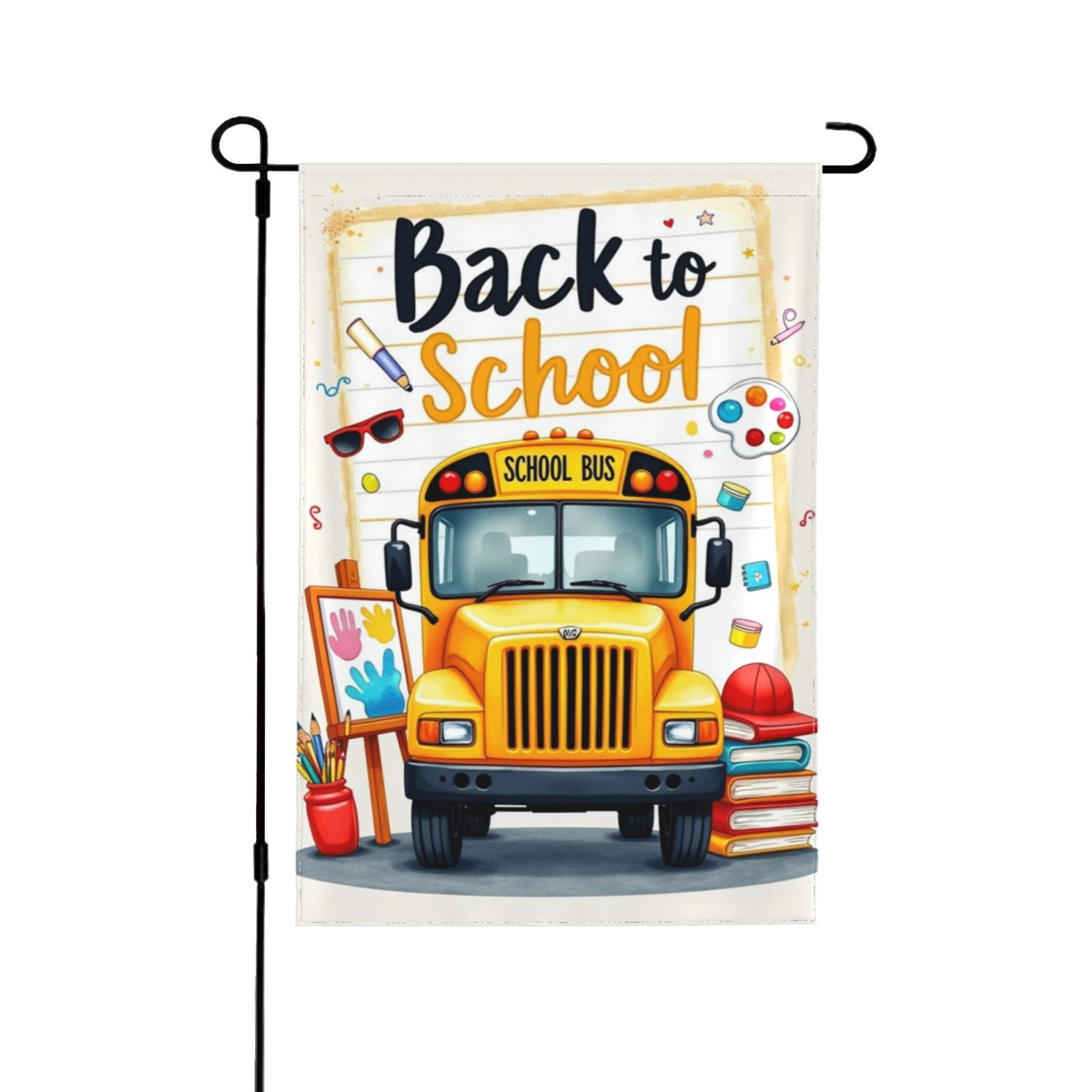 Back To School Garden Flag 12x18 Inch Double Sided – Yellow School Bus ...