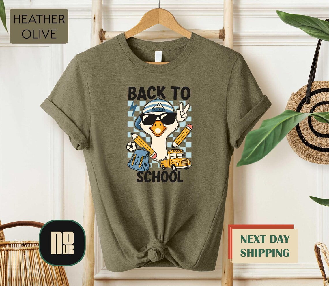 Back To School Goose Shirt, First Day Of School Teacher Tee, Cute Goose ...
