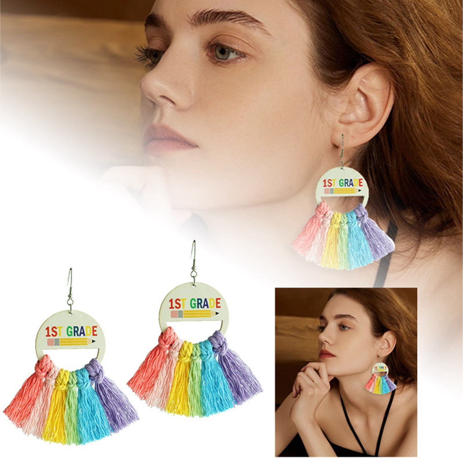 “Back To School Grade Themed Earrings Handmade Colorful Braided And ...