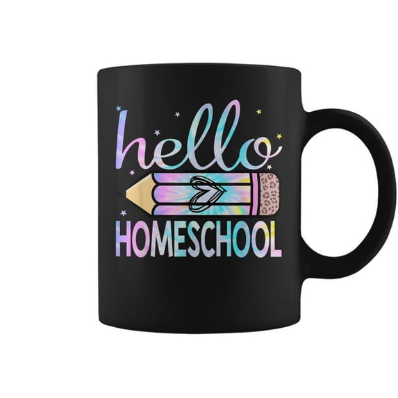 Back To School Hello Homeschool Leopard Tie Dye Pencil Coffee Mugs ...