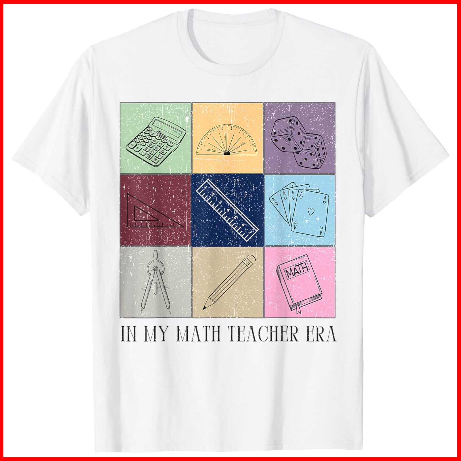 Back To School In My Math Teacher Era Retro Math Pi Day White Cotton T ...