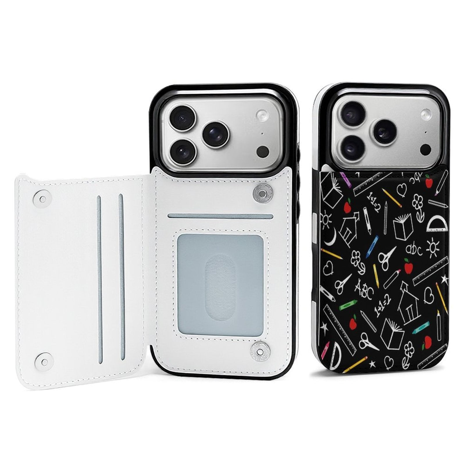 Back To School Leather Wallet Case for iPhone 15 Pro Max Wallet Case ...