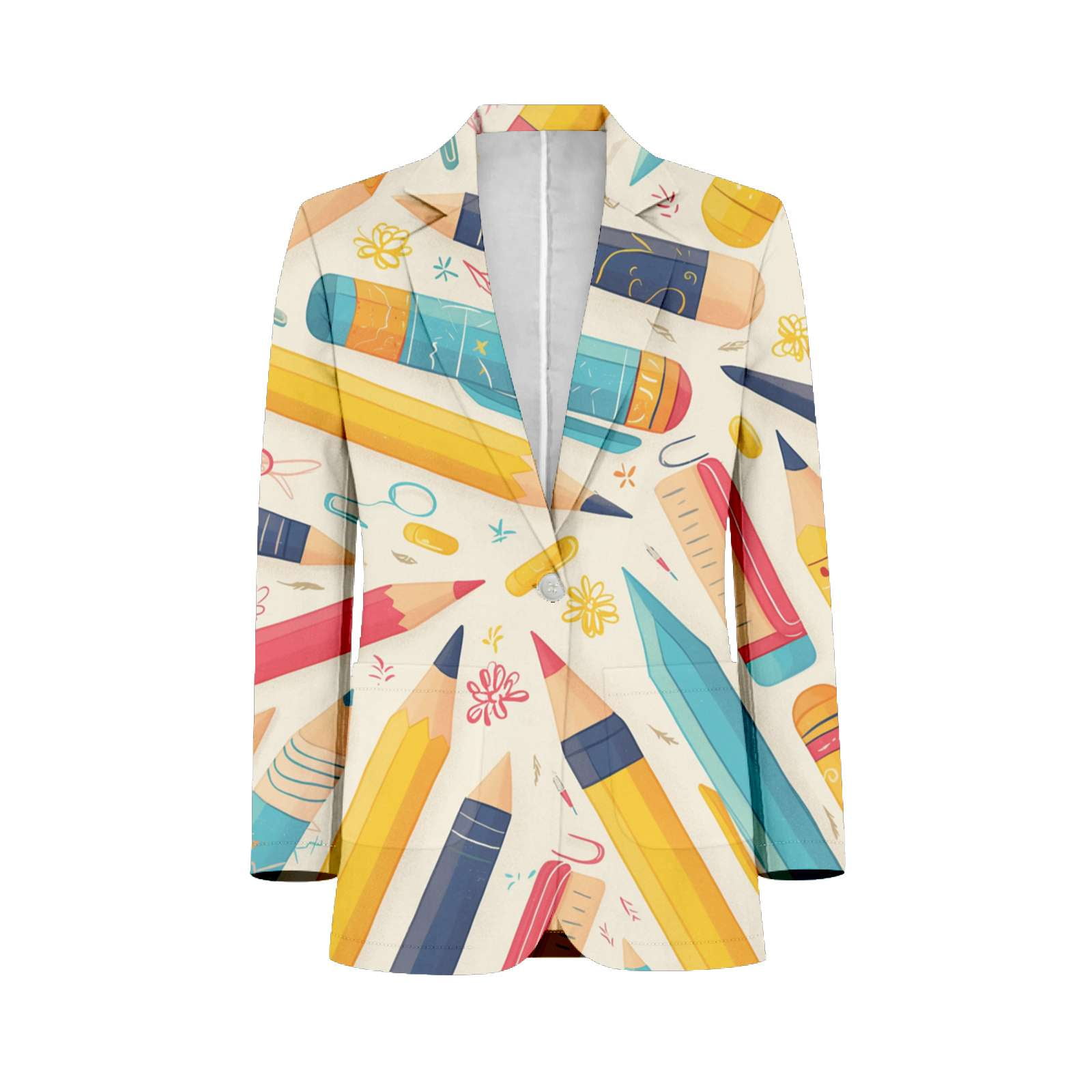Back To School Messy Pencils Art Men's Suit Blazer Casual Party Wear ...